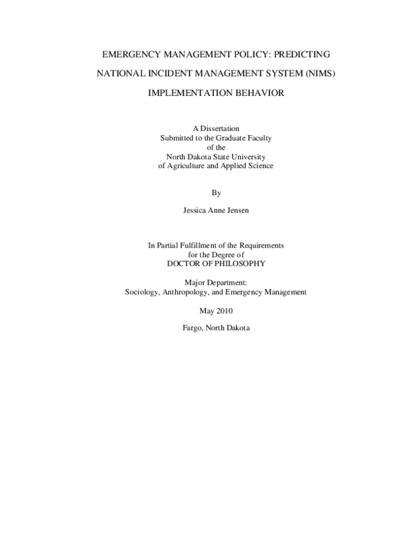 (PDF) Emergency management policy: Predicting National Incident ...