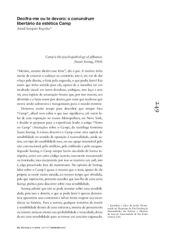 (PDF) Decifra-me ou te devoro: o conundrum libertário da estética Camp