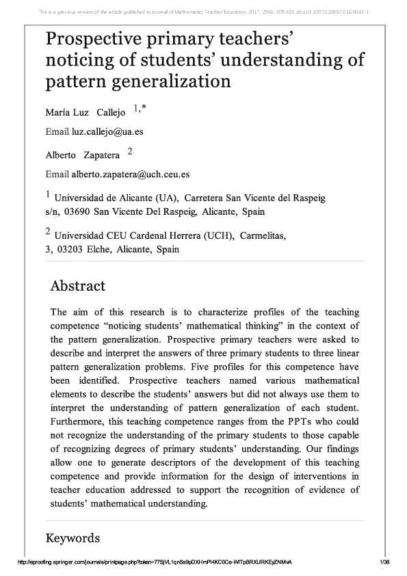 (PDF) Prospective primary teachers’ noticing of students’ understanding ...