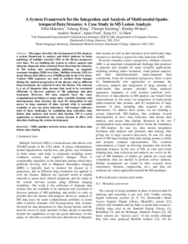 Pdf A System Framework For The Integration And Analysis Of Multi