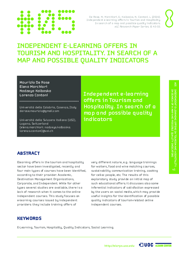 (PDF) Independent e-learning offers in Tourism and Hospitality. In ...