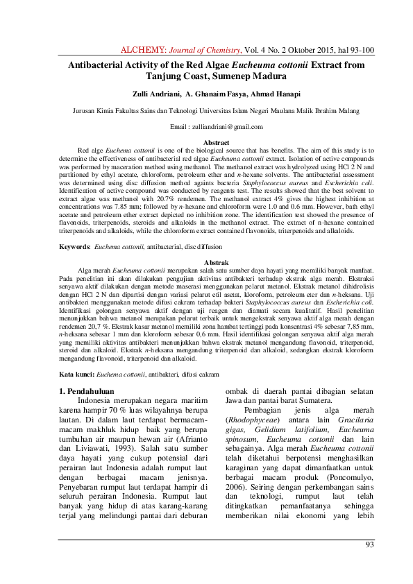 (PDF) Antibacterial Activity of the Red Algae Eucheuma cottonii Extract ...