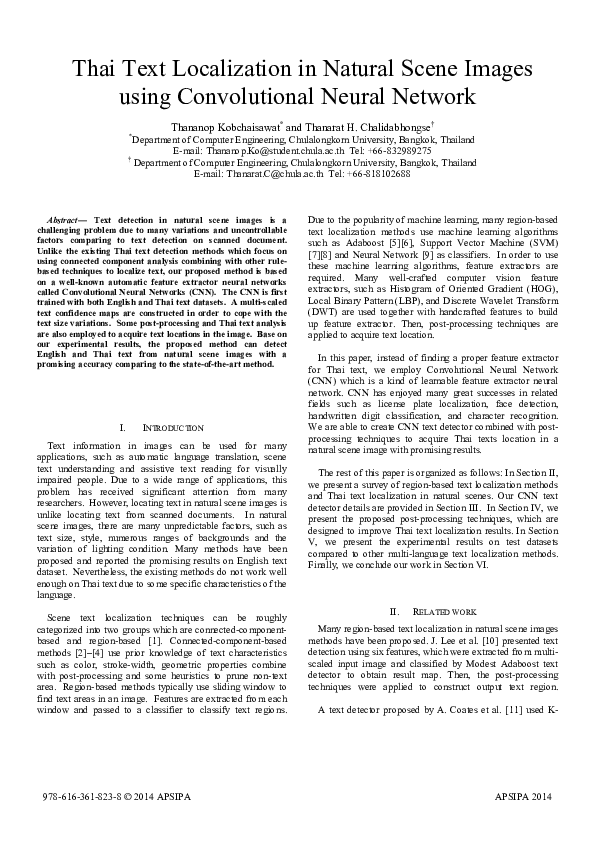 Pdf Thai Text Localization In Natural Scene Images Using