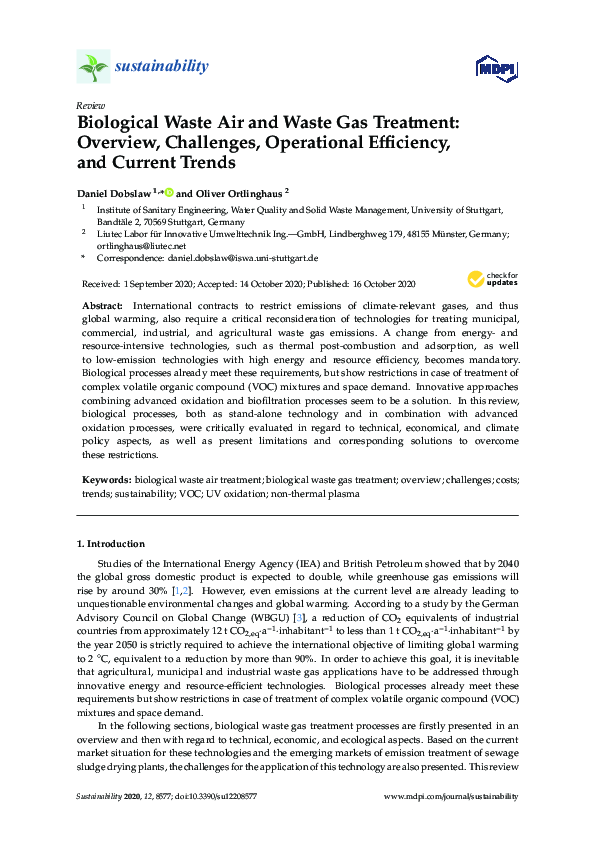 (PDF) Biological Waste Air and Waste Gas Treatment: Overview ...