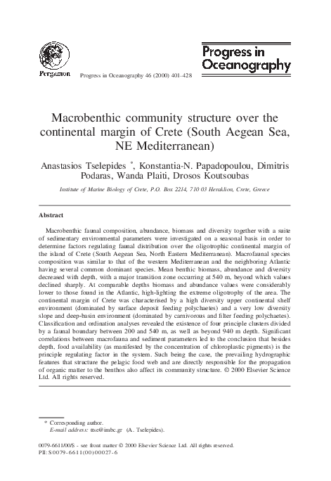 (PDF) Macrobenthic community structure over the continental margin of ...