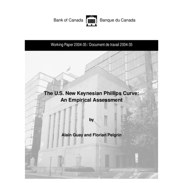 Pdf The U S New Keynesian Phillips Curve An Empirical Assessment Alain Guay