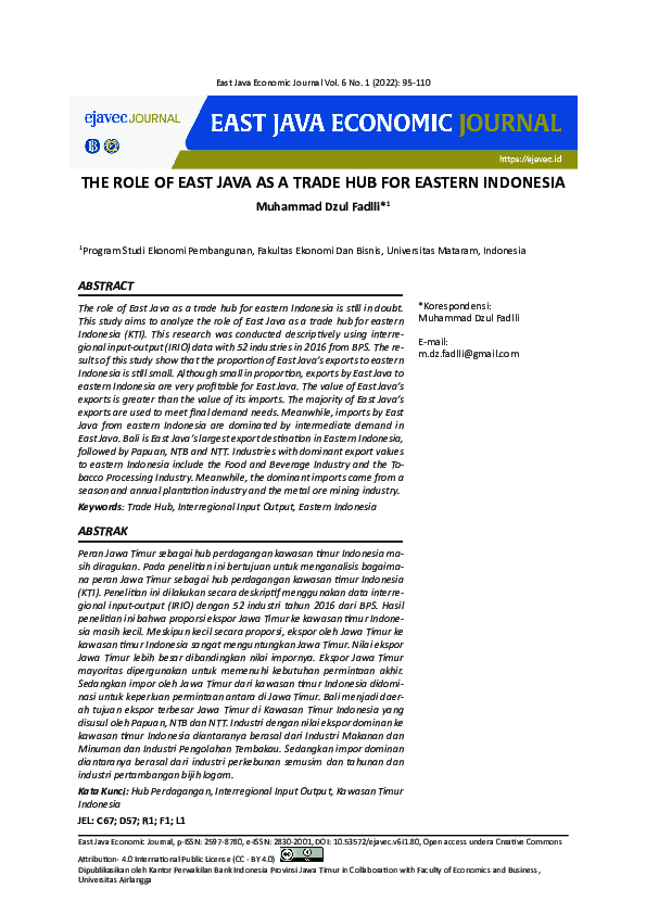 (PDF) The Role of East Java as A Trade Hub for Eastern Indonesia