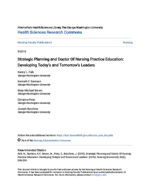 (PDF) Strategic Planning and Doctor Of Nursing Practice Education ...