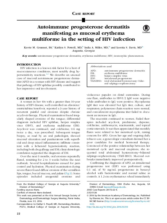 (PDF) Autoimmune progesterone dermatitis manifested as erythema ...