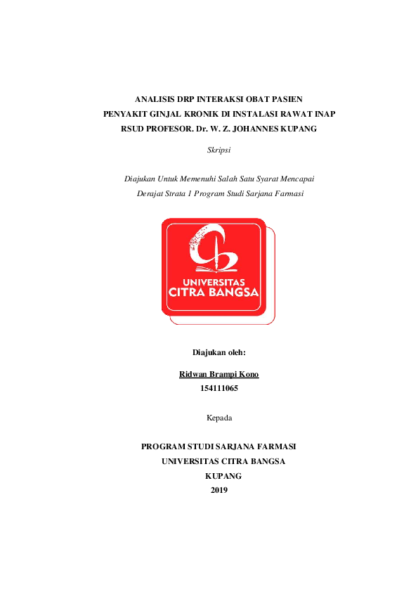 (PDF) ANALISIS DRP INTERAKSI OBAT PASIEN PENYAKIT GINJAL KRONIK DI ...