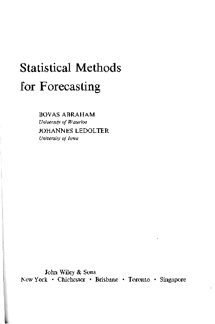 (PDF) Statistical Methods for Forecasting