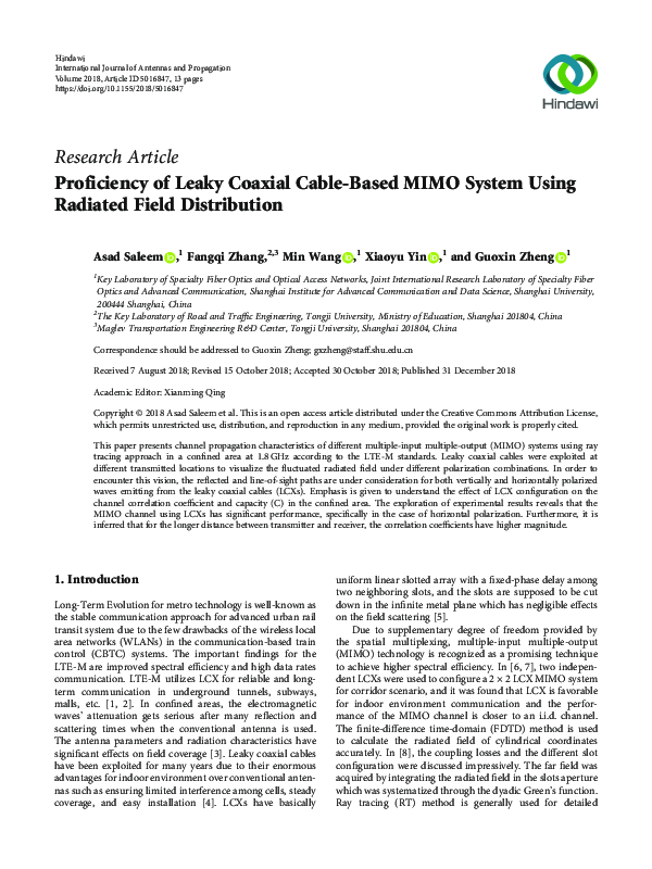 (PDF) Proficiency of Leaky Coaxial Cable-Based MIMO System Using ...