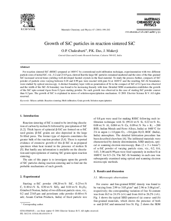 (PDF) Growth of SiC particles in reaction sintered SiC