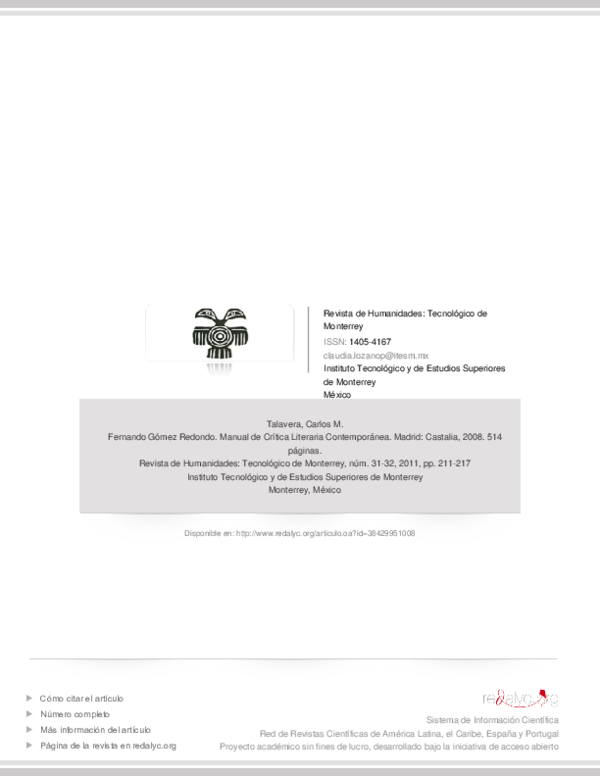 (PDF) Fernando Gómez Redondo. Manual de Crítica Literaria Contemporánea ...