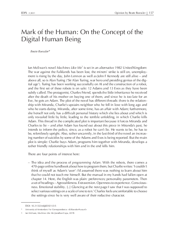 (PDF) Mark of the Human: On the Concept of the Digital Human Being