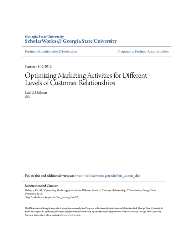 (PDF) Marketing Strategies for Varying Customer Relationship Levels