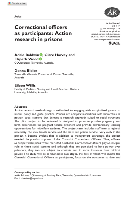 (PDF) Correctional officers as participants: Action research in prisons