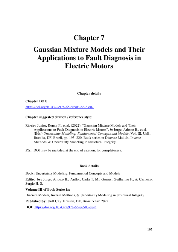 (PDF) Gaussian Mixture Models and Their Applications to Fault Diagnosis in Electric Motors