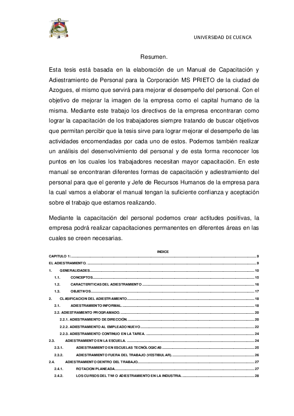 (PDF) Elaboración de un manual de capacitación y adiestramiento de ...