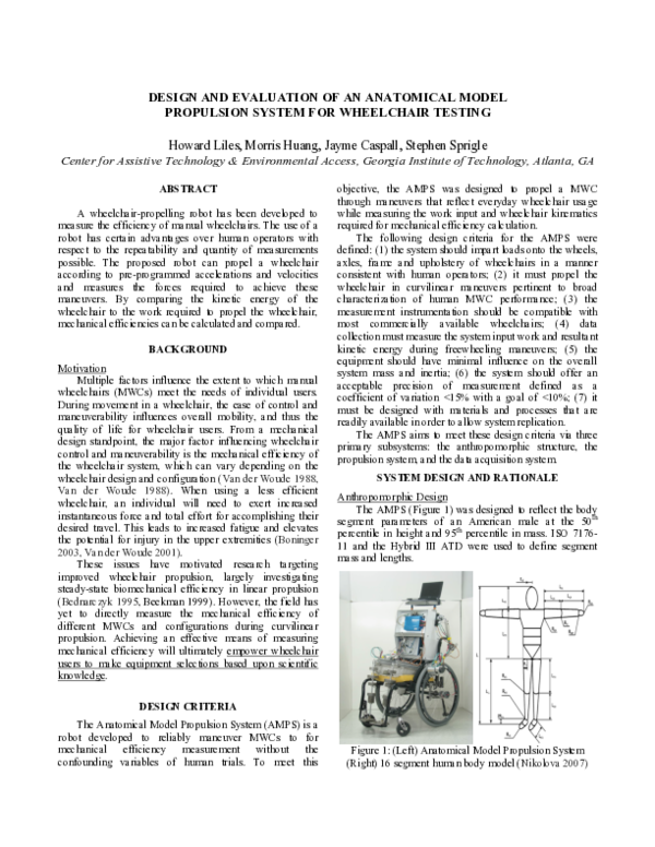 (PDF) Design and Evaluation of an Anatomical Model Propulsion System ...