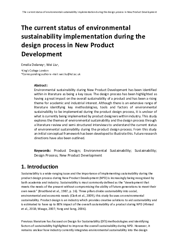 (PDF) The current status of environmental sustainability implementation ...