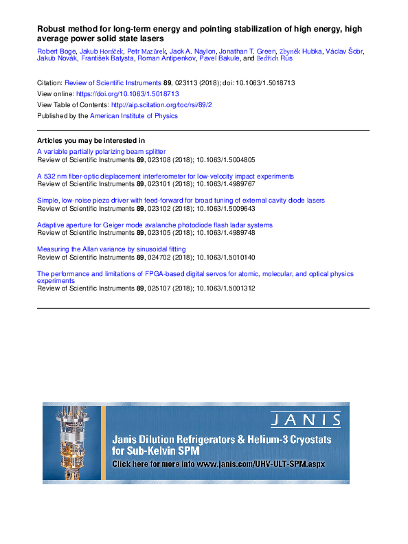 (PDF) Robust method for long-term energy and pointing stabilization of high energy, high average ...