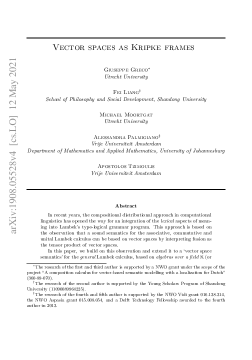 (PDF) Vector spaces as Kripke frames | alessandra palmigiano - Academia.edu