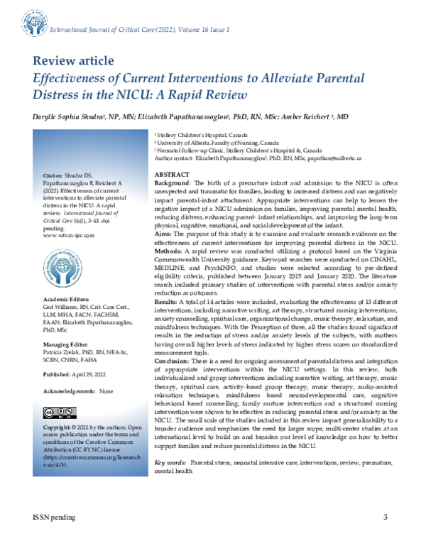 (PDF) Effectiveness of Current Interventions to Alleviate Parental ...