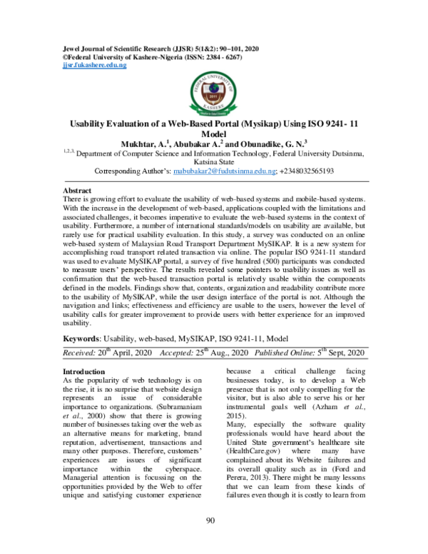 Pdf Usability Evaluation Of A Web Based Portal Mysikap Using Iso