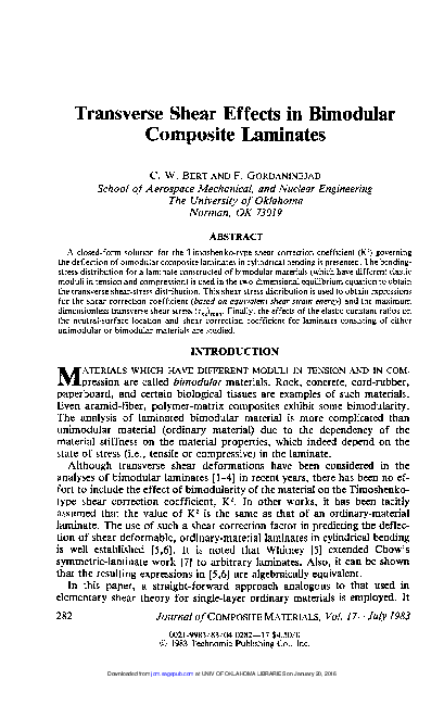 (PDF) Transverse Shear Effects in Bimodular Composite Laminates