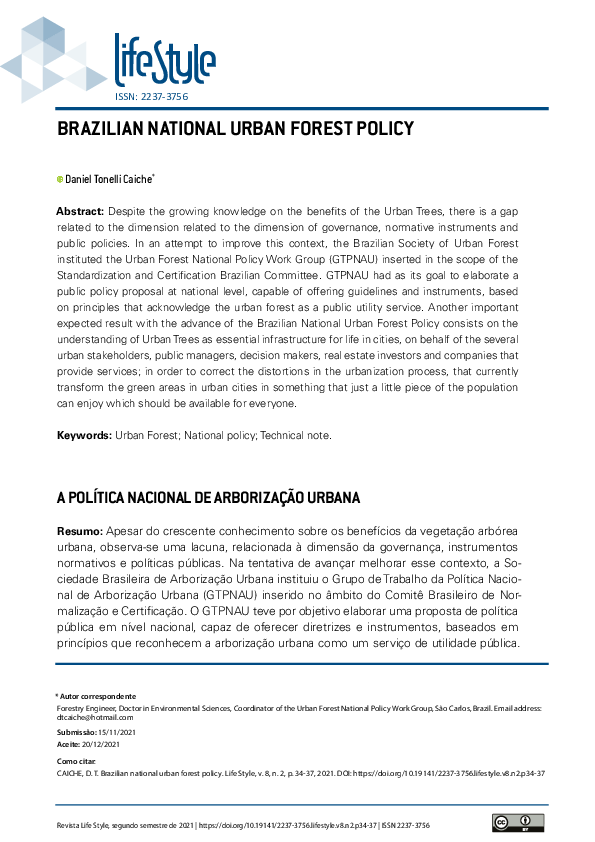 (PDF) Brazilian National Urban Forest Policy