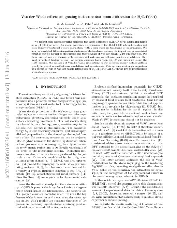 (PDF) van der Waals effects on grazing-incidence fast-atom diffraction for H on LiF(001)