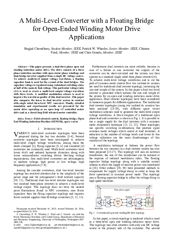 (PDF) A Multilevel Converter With a Floating Bridge for Open-End ...