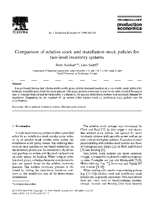 (PDF) Comparison of echelon stock and installation stock policies for ...
