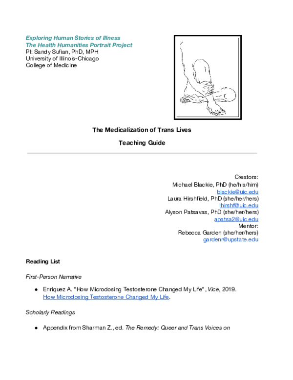 (PDF) The Medicalization of Trans Lives Health Humanities Portrait ...