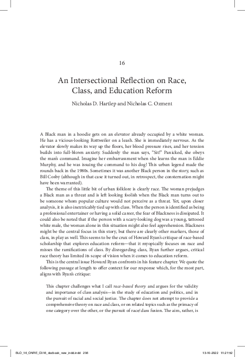 Pdf An Intersectional Reflection On Race Class And Education Reform