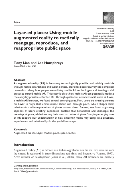 (PDF) Layar-ed places: Using mobile augmented reality to tactically ...