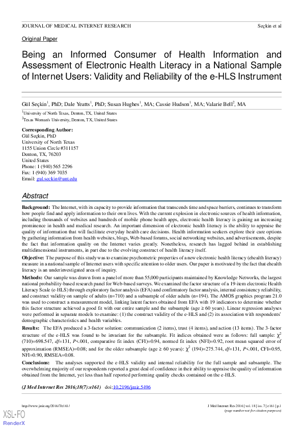 (PDF) Being an Informed Consumer of Health Information and Assessment ...
