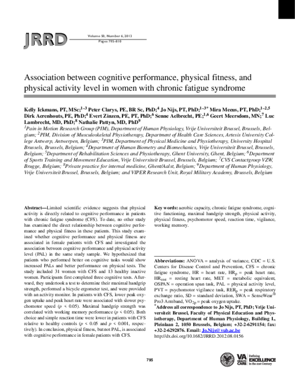 (PDF) Association between cognitive performance, physical fitness, and ...
