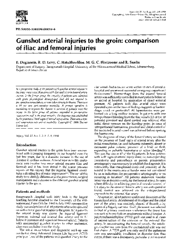 (PDF) Gunshot arterial injuries to the groin: comparison of iliac and ...