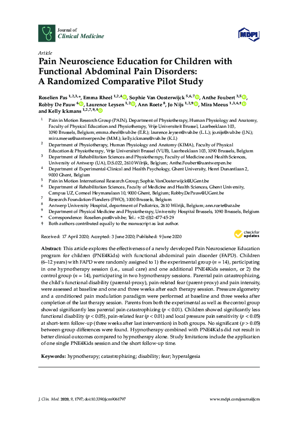 (PDF) Pain Neuroscience Education for Children with Functional ...