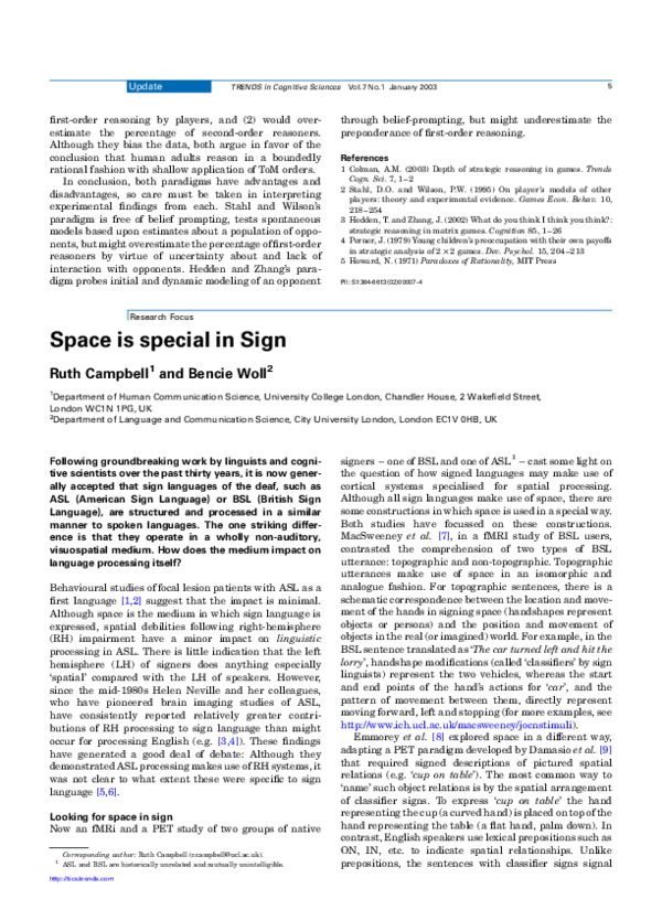 (PDF) Space is special in Sign