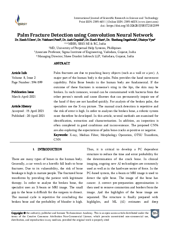 (PDF) Palm Fracture Detection using Convolution Neural Network