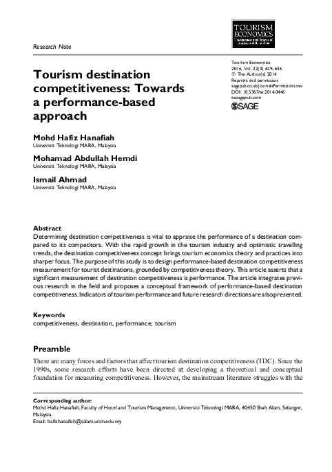 (PDF) Research Note: Tourism destination competitiveness: Towards a ...