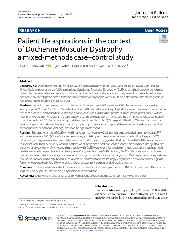 (PDF) Patient life aspirations in the context of Duchenne Muscular ...