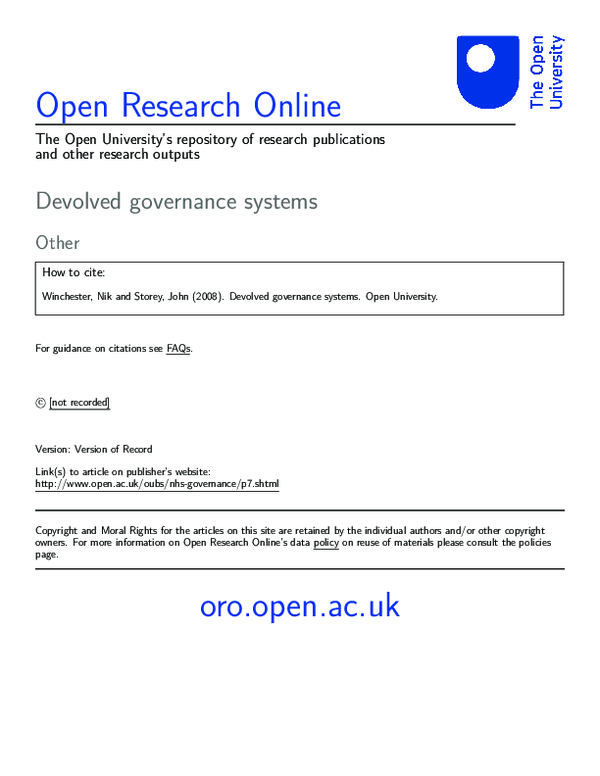 (PDF) Devolved Governance Systems