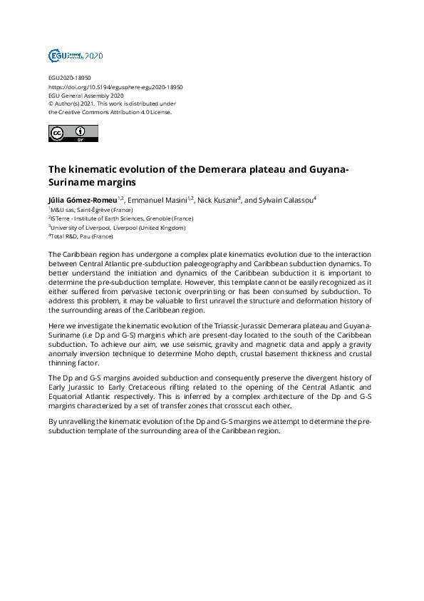(PDF) The kinematic evolution of the Demerara plateau and Guyana ...