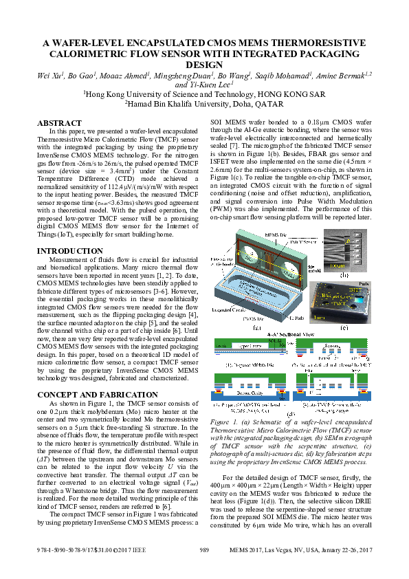 (PDF) A wafer-level encapsulated CMOS MEMS thermoresistive calorimetric flow sensor with ...