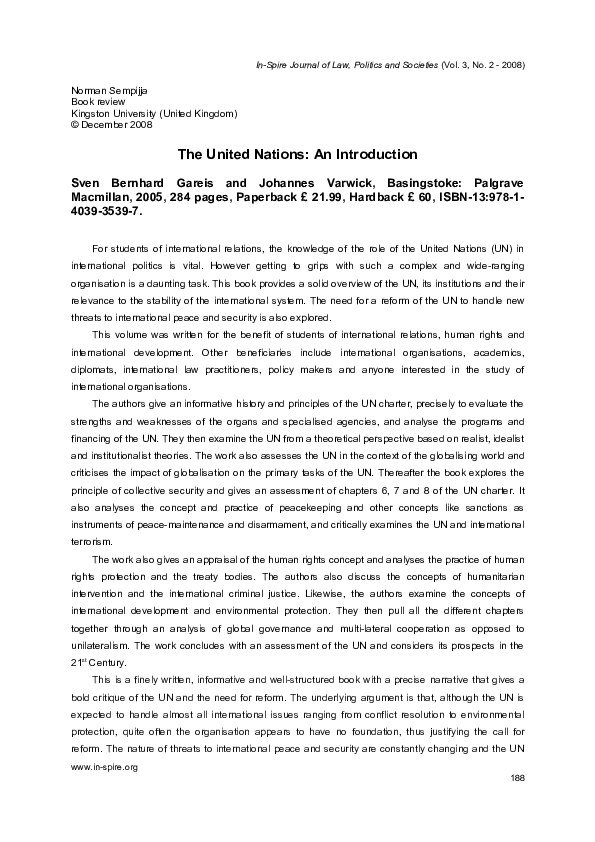 (PDF) The United Nations: an introduction