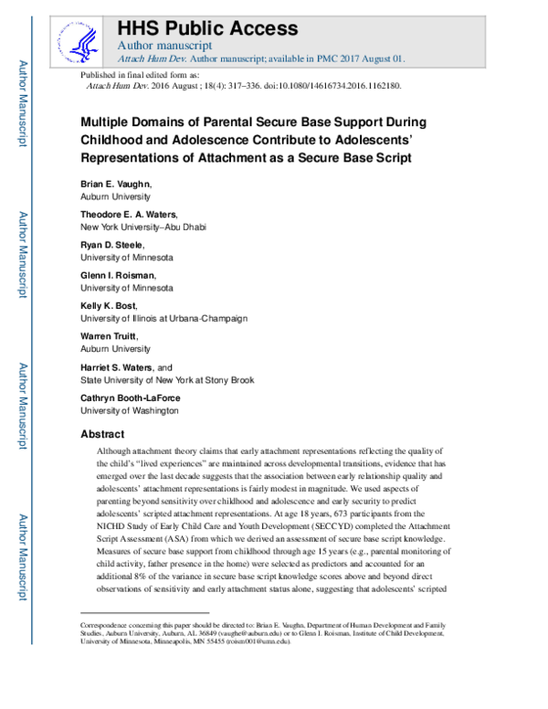 (PDF) Multiple domains of parental secure base support during childhood ...
